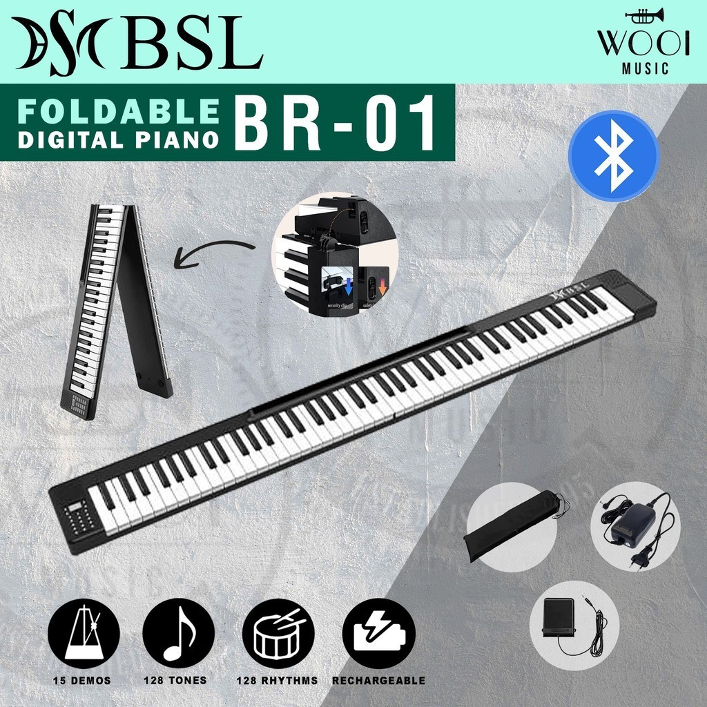 BSL BR-01 Foldable Rechargeable Electronic Piano / Keyboard 88 keys ...
