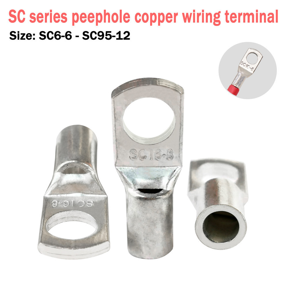 SC6-6 - SC95-12 Copper Cable Lug Bolt Hole Tinned Cable lugs Battery ...