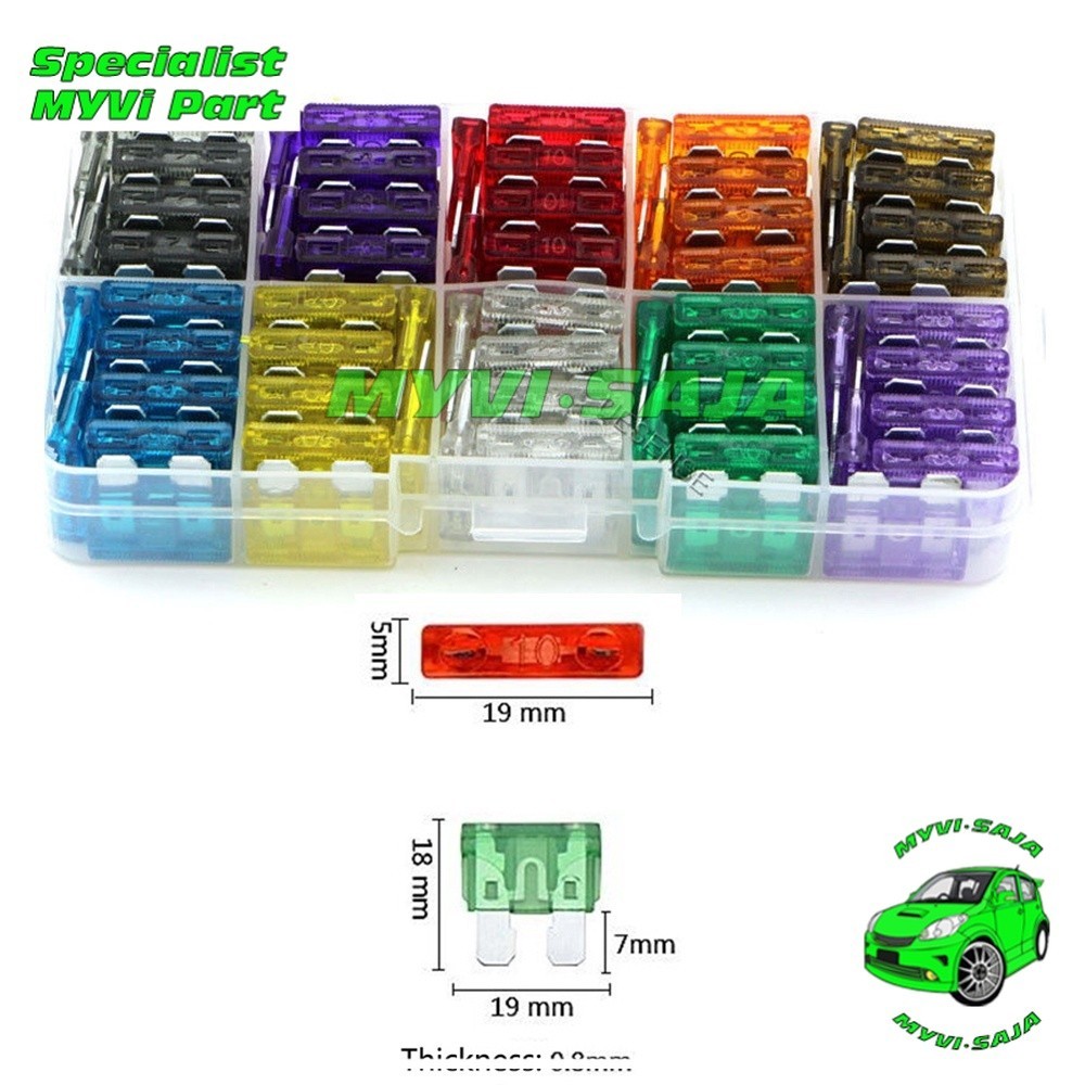 100PC 120PCS Motorcycle Car Fuse Set Medium Size Standard UNIVERSAL Fuse Mini Fuse Fius ...