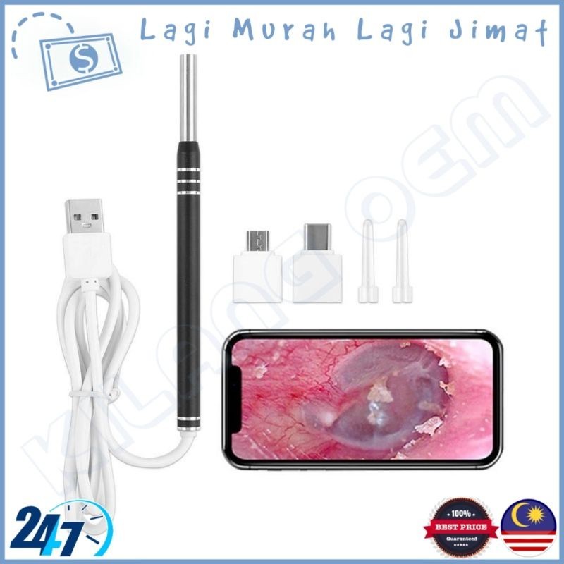 3 In 1 720P HD Otoskop Telinga Skop Pemeriksaan Pembersihan Alat USB ...