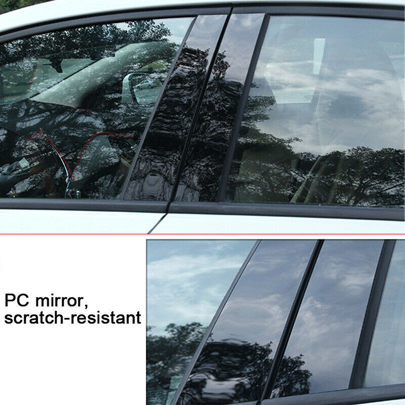 Black/Silver/Carbon Fiber 6 Pack Pillar Posts Car Window Trim Cover BC ...