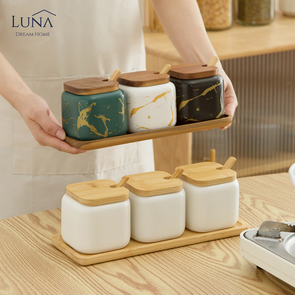 LUNA [Xeno Spice Jar] Ins Minimalist Ceramic Spice Container Set ...