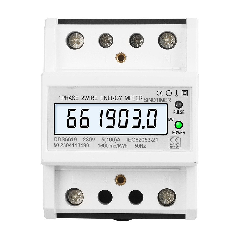 Single Phase Electronic Energy Meter AC 220V 100A 50HZ kWh Counter ...