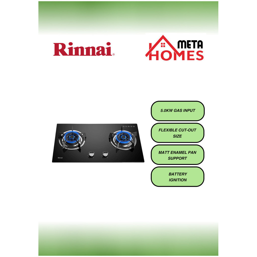 Rinnai 5.0kW 2 Burner Flexi Hob Built In Gas Hob (Glass) RB-782G | Shopee Malaysia