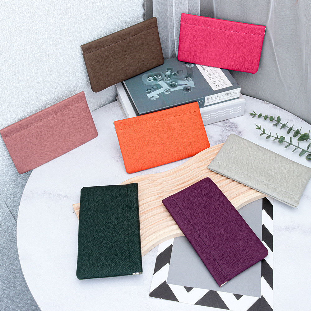 GENODERN Genuine Leather Automatic Closing Wallet Women's Long and ...