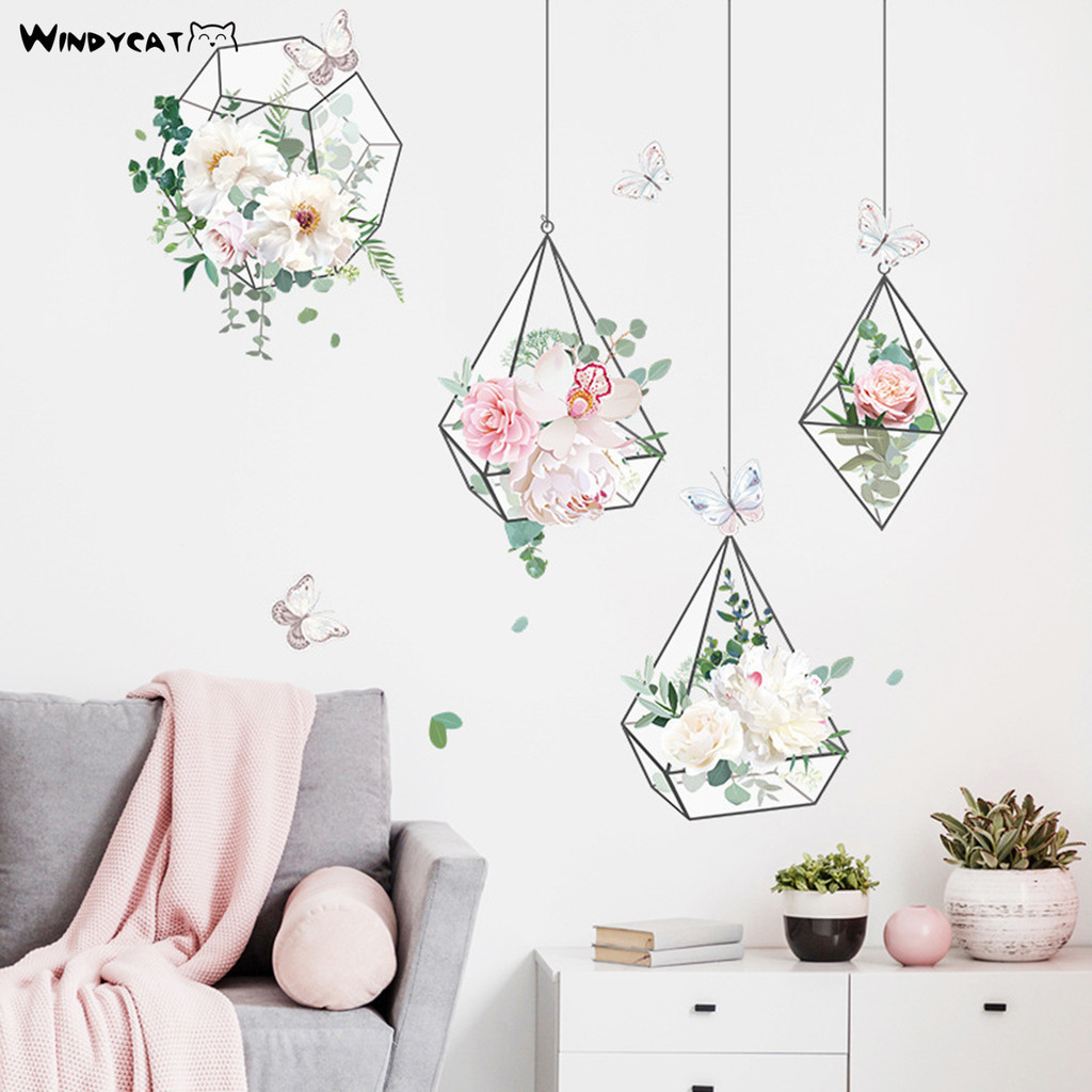 [WINC] 1 Sheet Wall Sticker Waterproof Removable PVC Flower Hanging ...