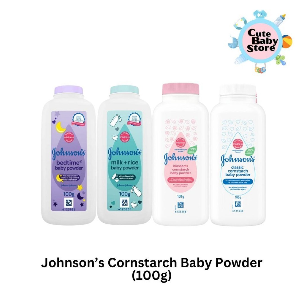 Johnson's Cornstarch Baby Powder 100g ( Bedtime / Milk Rice / Blossoms ...