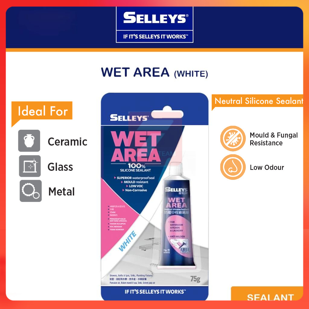 Selleys Wet Area White Asia 75g l Anti-mold Silicone l Gam anti acuan l ...