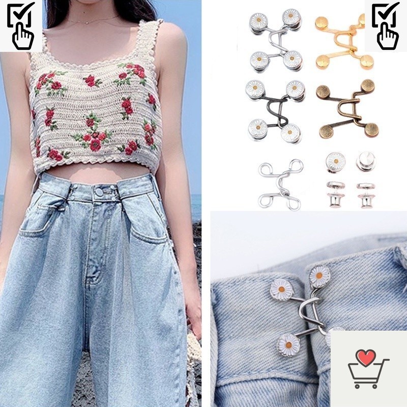 MBR 1Set 27/32mm Waist Adjustment Button Daisy Floral Metal Garment ...