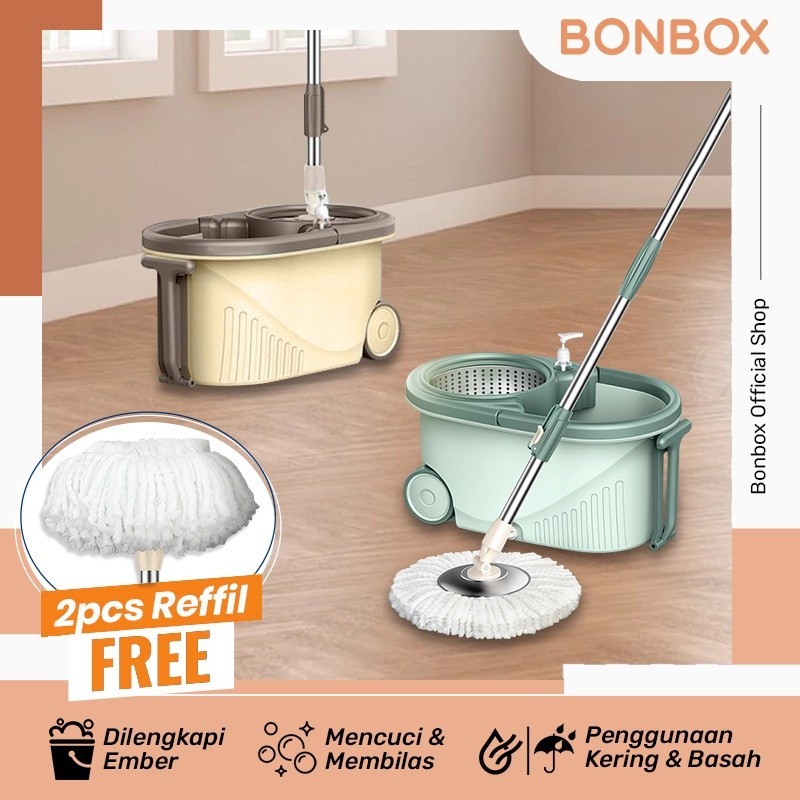BonBox Spin Mop 2in1 BCT 704 / Fiber Floor Mop 1 Set Mop Stick and Mop ...