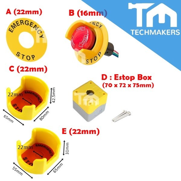 22mm/16mm Emergency Stop E-Stop Switch Protection Seat Button Cover/Box ...