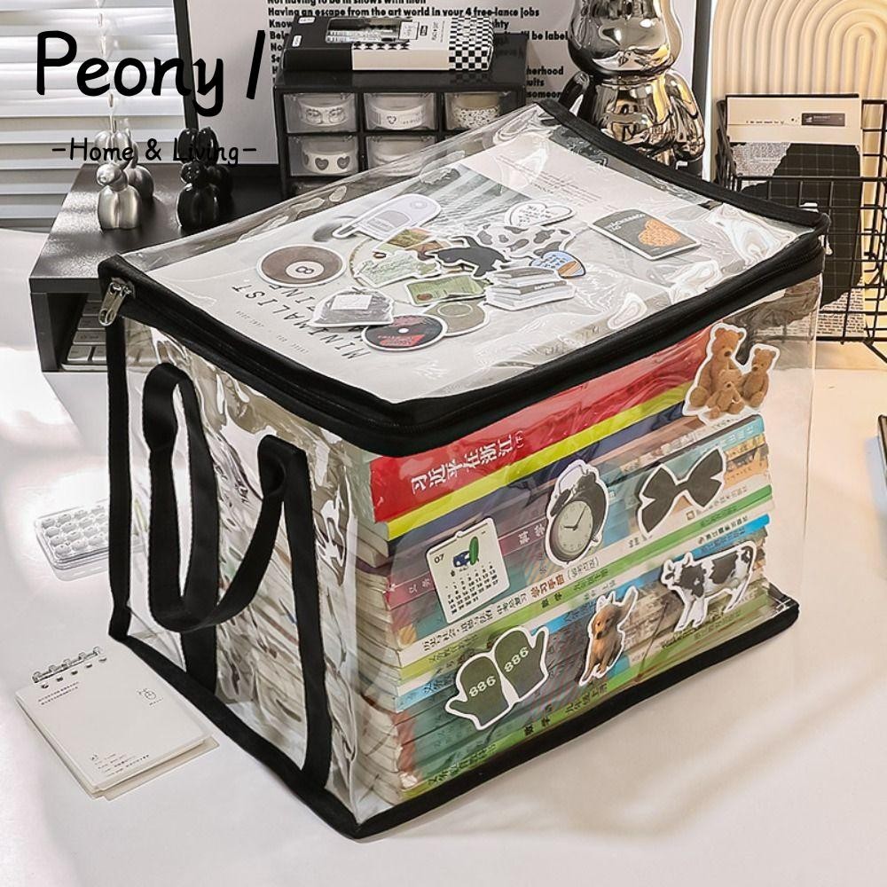 PEONY1 Collapsible Pouch, Stackable Handle Comic Book Storage Bag ...