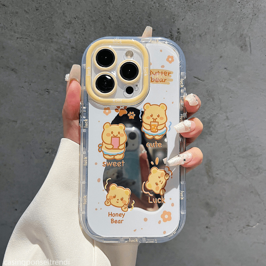 Cute Mirror Bear Casing Case Hologram Softcase For iPhone 11 PROMAX 12 ...