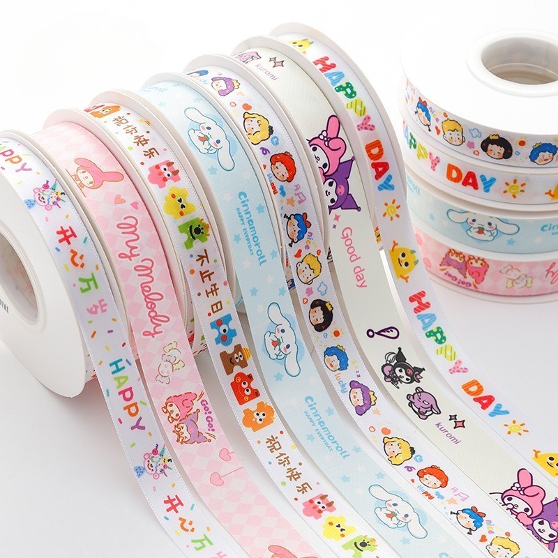 22yards/roll Cute Sanrio Hello Kitty Satin Ribbon 22 Mm Cartoon Kuromi ...