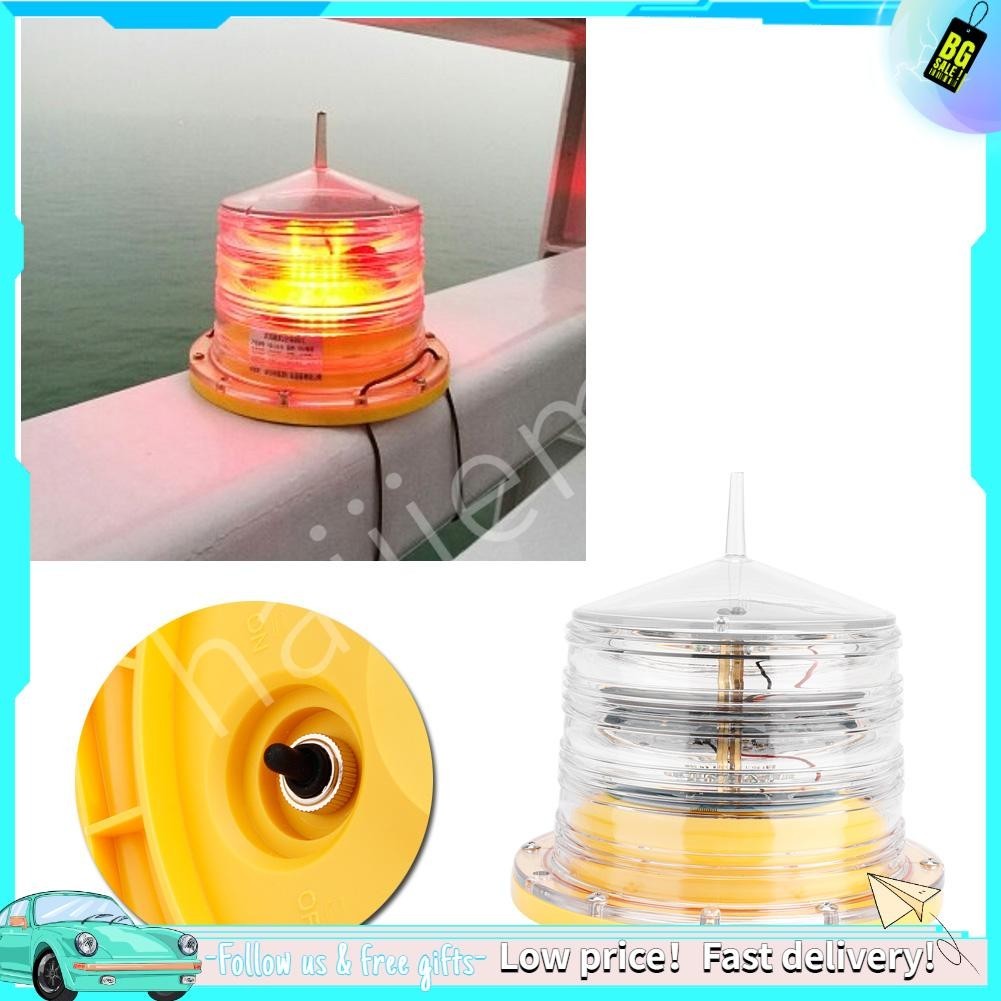 Haijiemall Aramox Marine LED Signal Light Red Flashing Solar Boat Dock ...