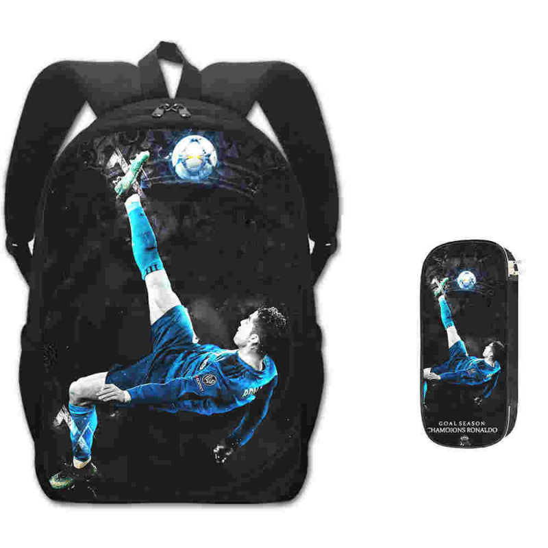 2 Pieces/Set CR7 Kids Backpack + Pencil Case Beg Sekolah Ronaldo School ...