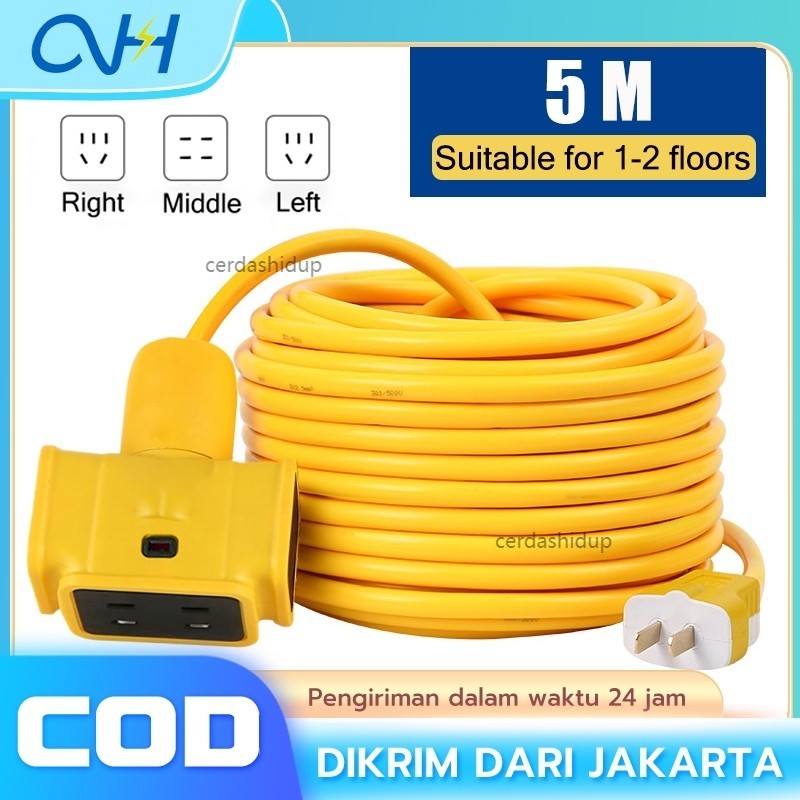 Extension Cord Extra Long Plug In Strip 5m Electric Vehicle Charging Extension Wire Universal