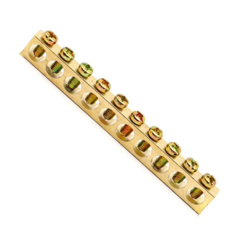 10 Hole Copper Terminal Ground Bar with Hole, Zero Grounding Row Screw ...