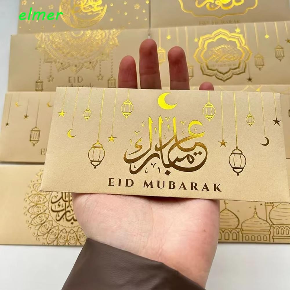 ELMER 9Pcs Eid Mubarak Envelopes, Blessing Word Glitter Eid Al-fitr Invitation Envelope, Ramadan ...