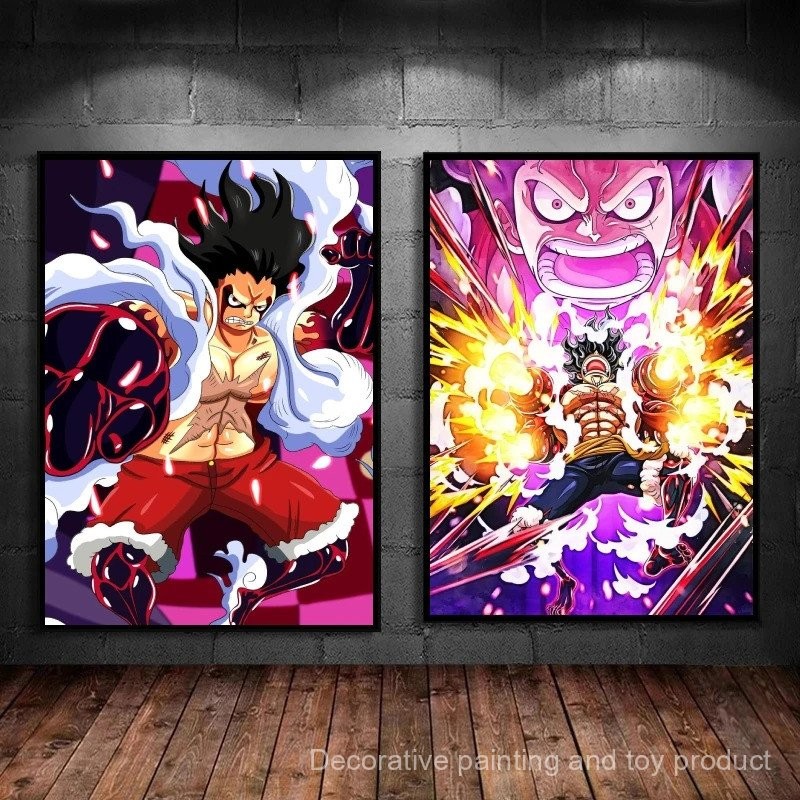 High Quality Canvas Printing Posters One Piece Luffy Sun God Anime ...