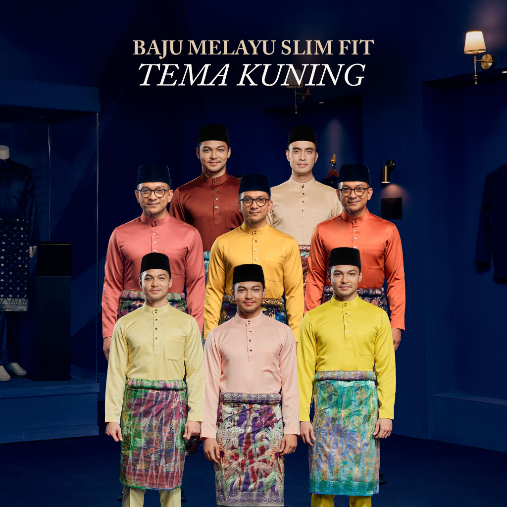 Tema Kuning / Oren - Baju Melayu Tailored Fit Bulan Bintang HQ 2025 ...