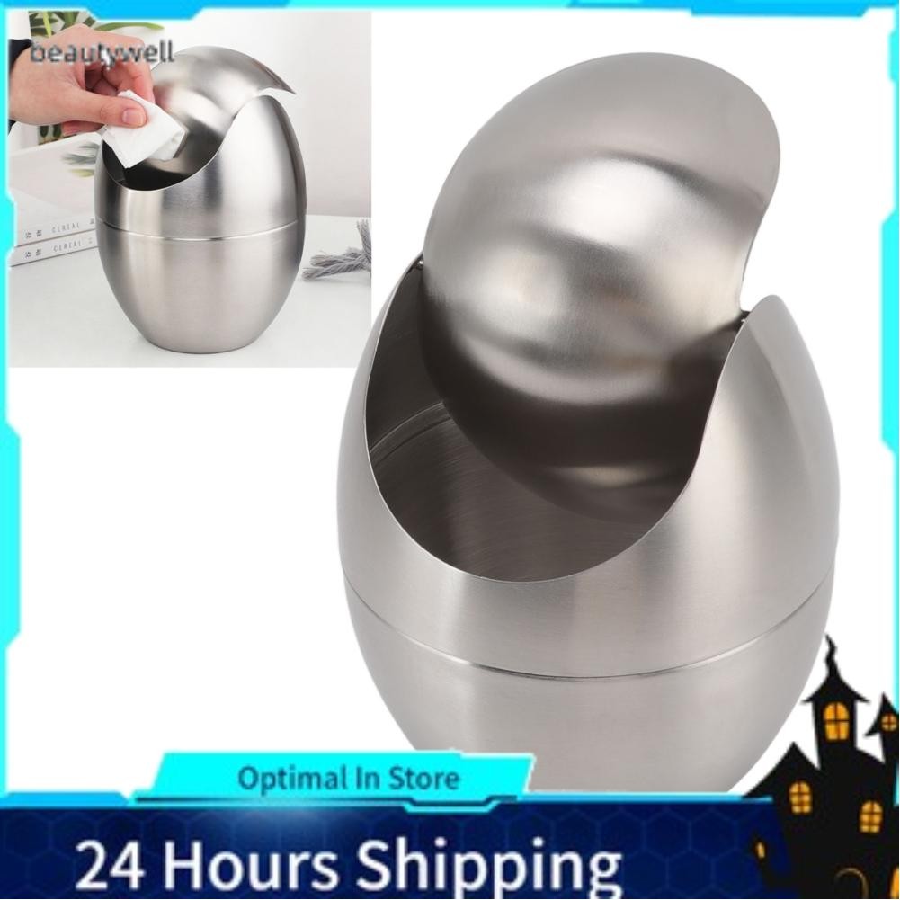 Beautywell Mini Trash Can with Swing Lid Stainless Steel Tiny Desktop ...