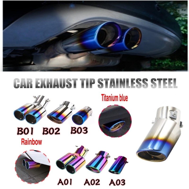 Exhaust tip titanium blue plug and play tail pipe axia myvi alza wira ...