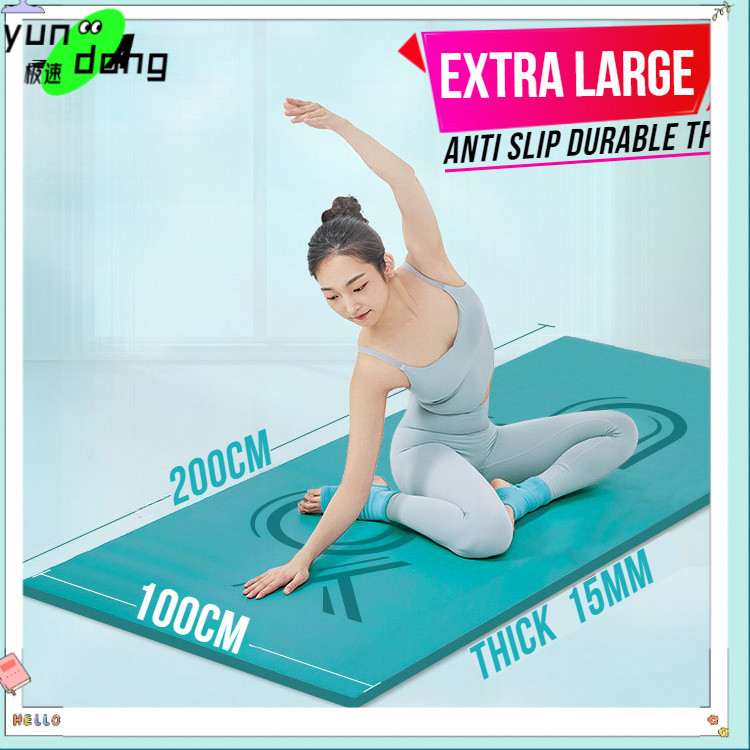 J-SU Yoga Mat For Double Thick 15mm Extra Large TPE Anti Slip With ...
