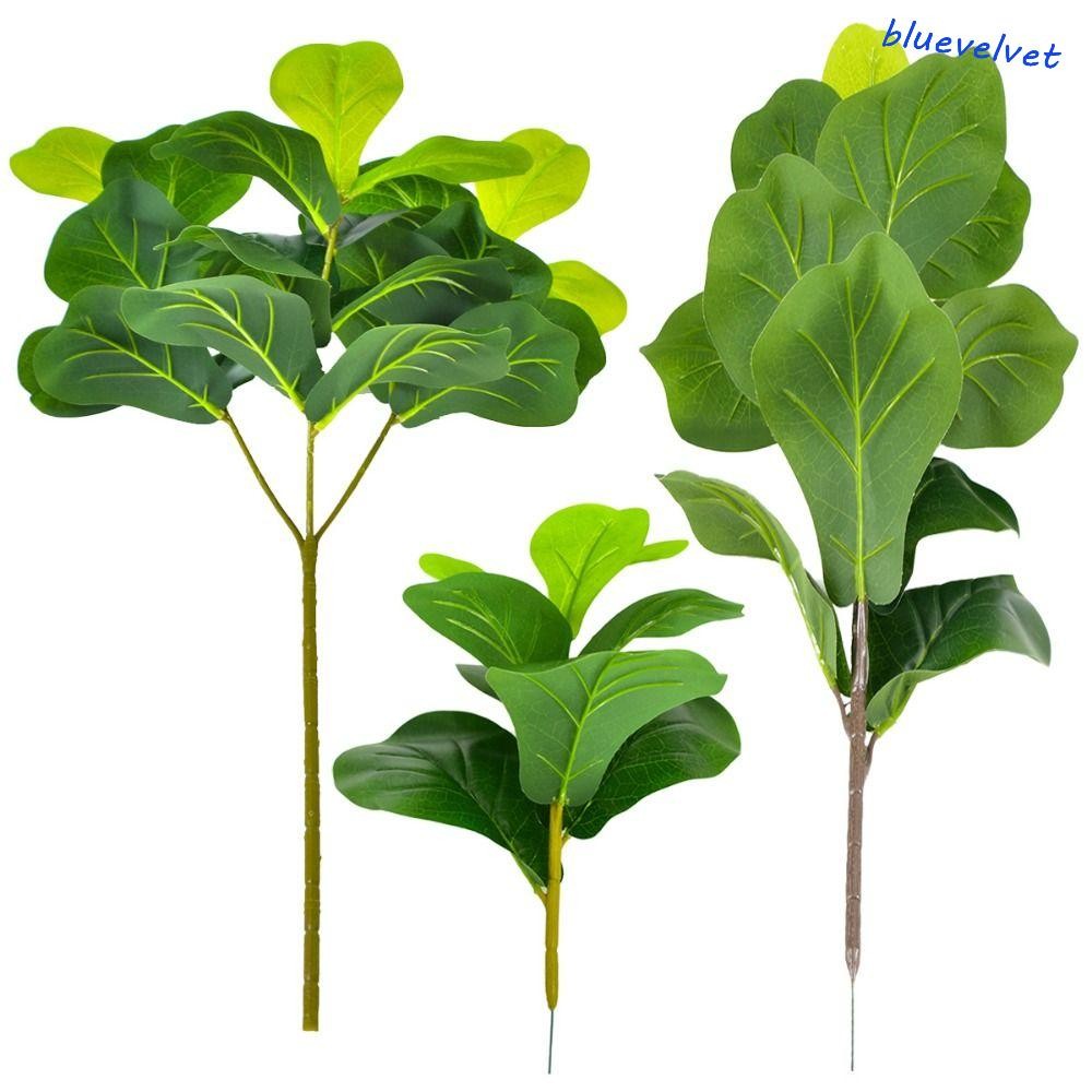 BLUEVELVET Fake Ficus Tree, Plastic Real Touch Artificial Fiddle Leaves ...