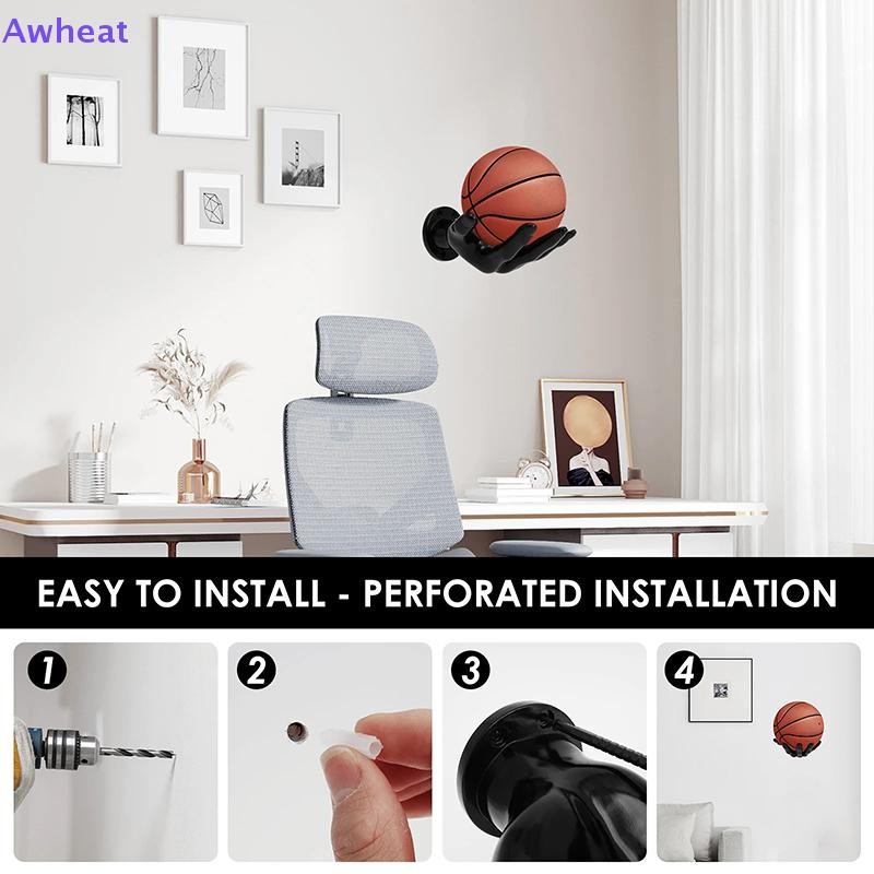 Awheat Basketball Storage Rack Wall Mounted Hand Shaped Ball Rack Multi ...