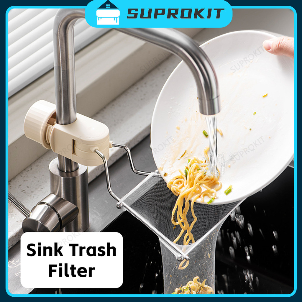 Kitchen Sink Filter Rack Trash Catcher with Disposable Sink Net ...