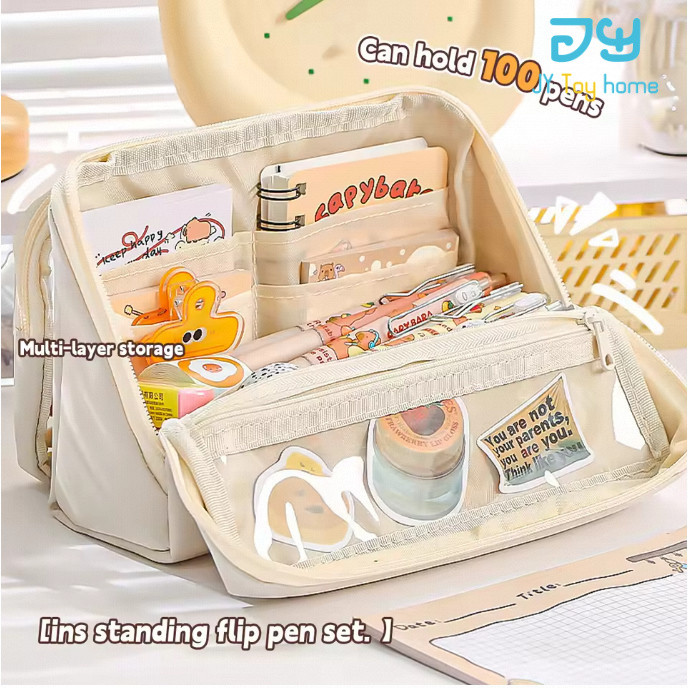 2025 new nine layer large capacity pencil case transparent front pocket ...