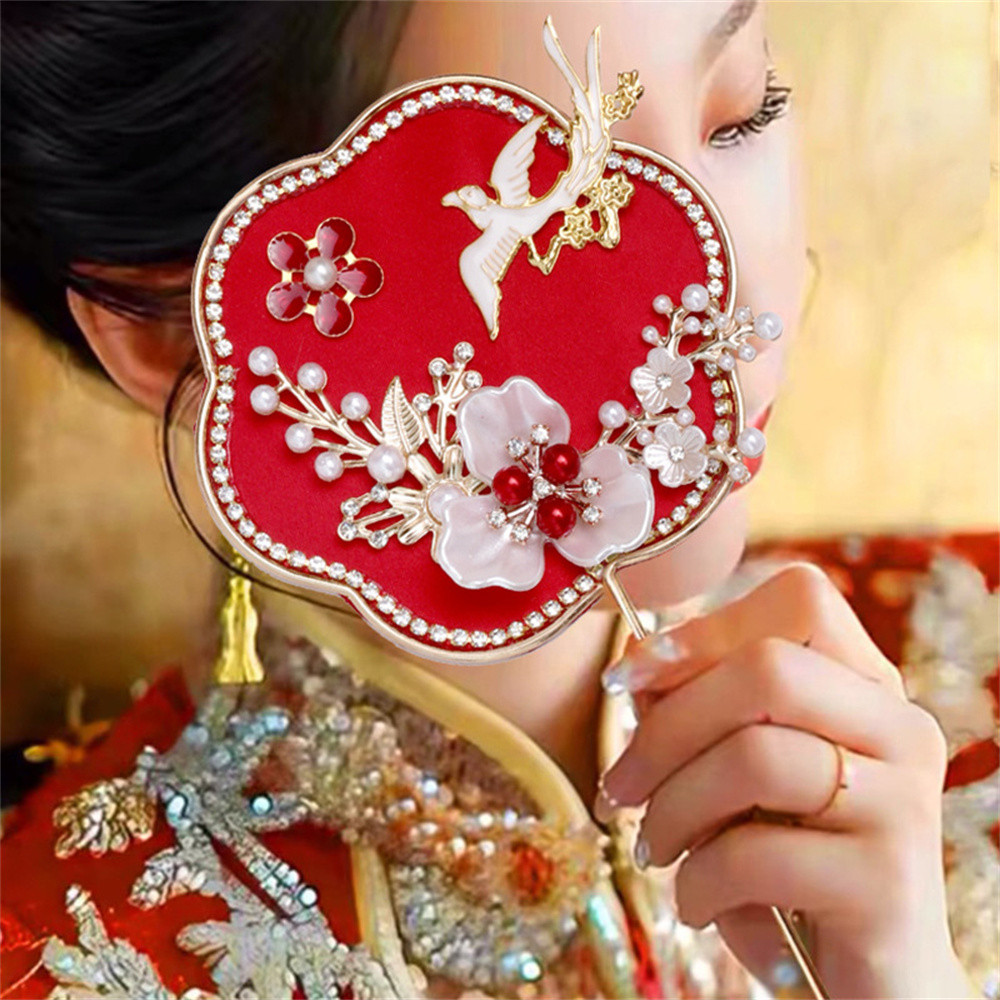Chinese Classical Round Fan Wedding Bride Hand Held Fans Vintage Good ...