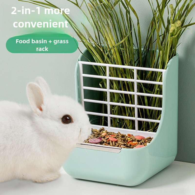 Bunny Supplies Bunny Straw Rack Food Bowl Two-in-One Young Rabbit ...
