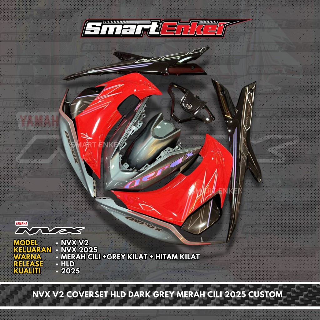 HLD-NVX V2 COVERSET HLD DARK GREY MERAH CILI 2025 CUSTOM | Shopee Malaysia