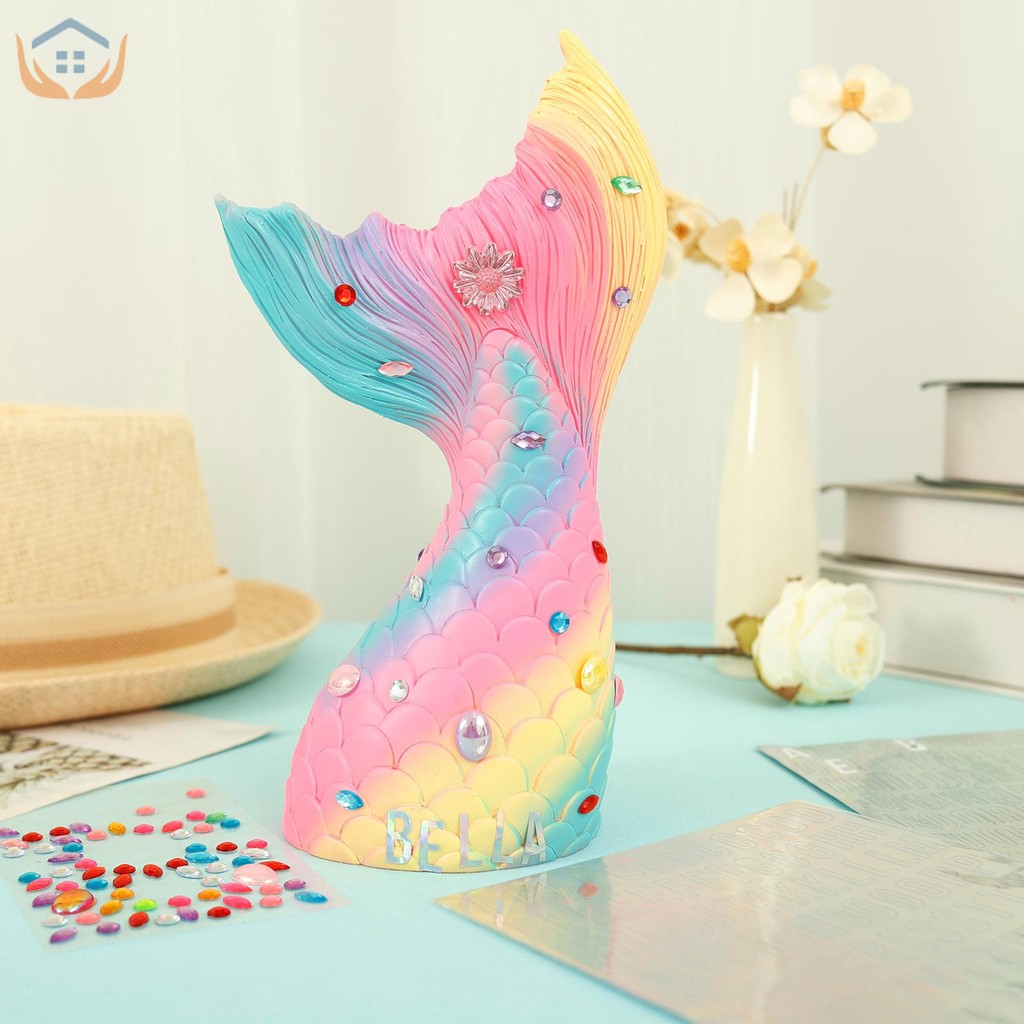 Piggy Bank Unbreakable Coin Bank Mermaid Money Bank with DIY Stickers ...