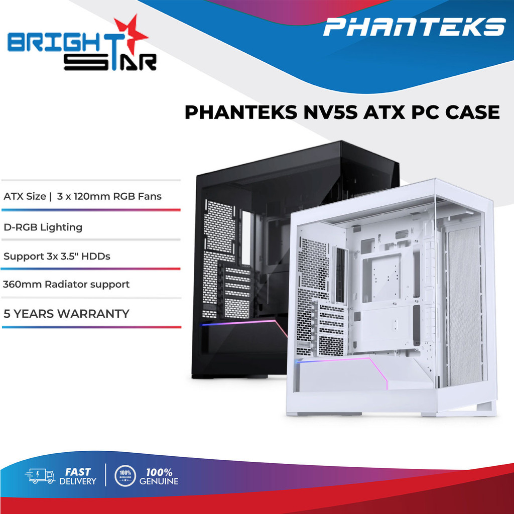 PHANTEKS NV5S ATX D-ARGB PC Case - Black/White | Shopee Malaysia