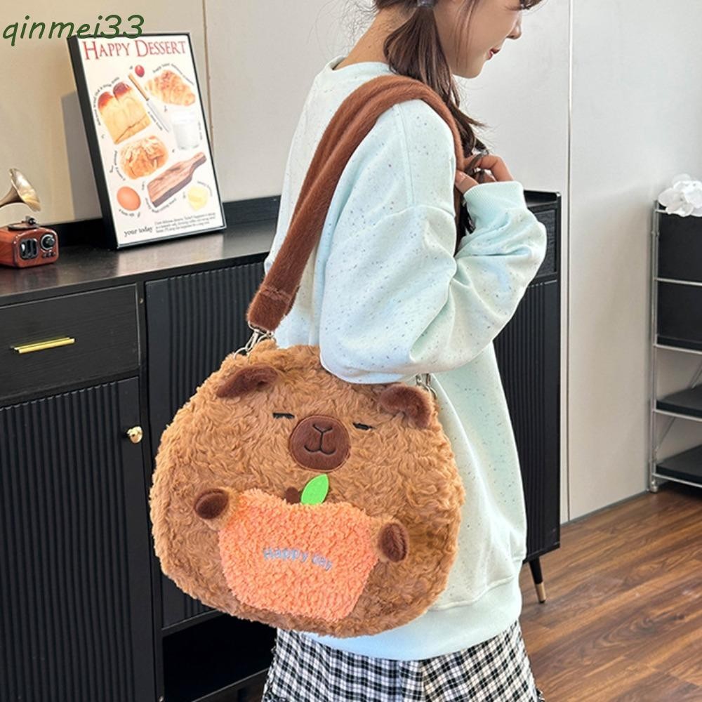 QINMEI Capybara Plush Backpack, Removable Strap Penguin Capybara Plush ...