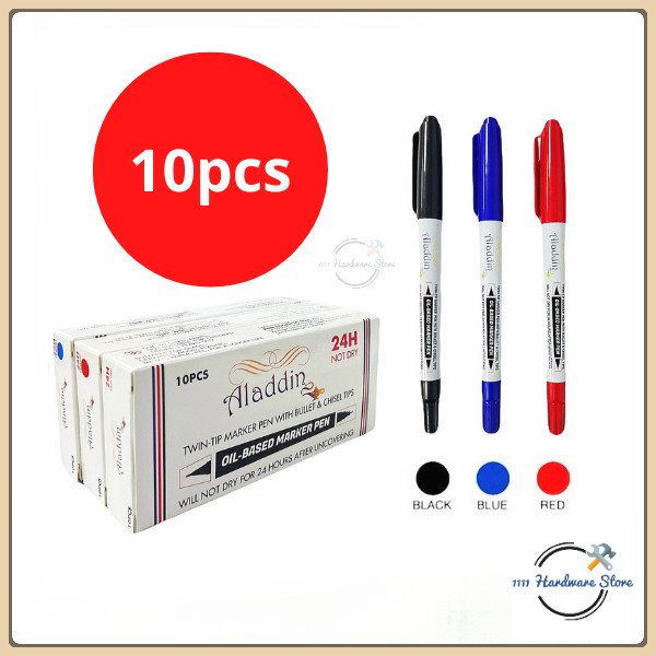 10pc Permanent 2 Head Marker Pen with Fine and Extra Fine Points School ...