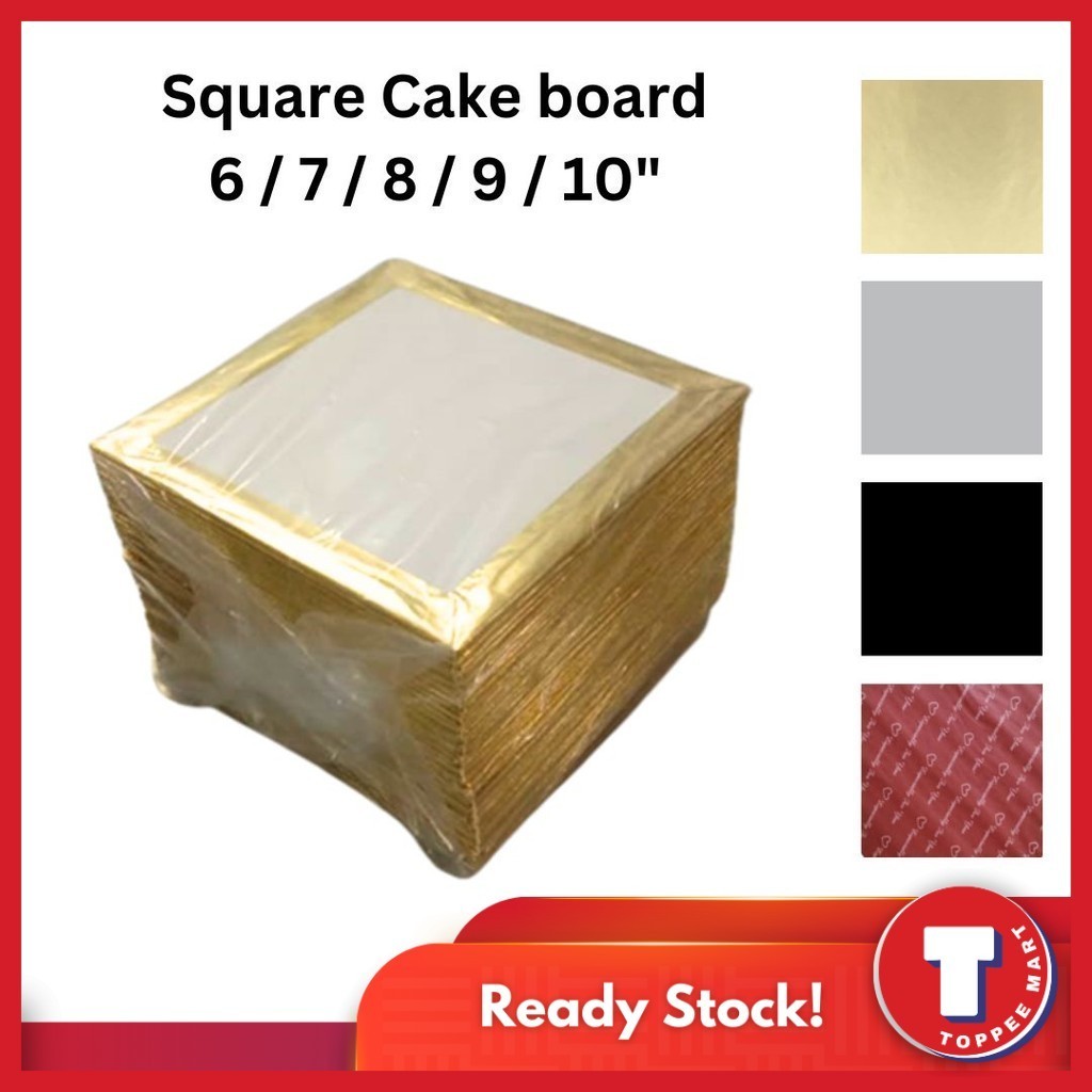 [Bundle x50pcs] SQUARE Cake Board (Size 6 / 7 / 8 / 9 / 10 Inch) Papan ...