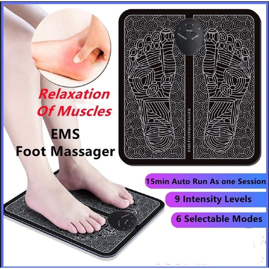 【2025 Rechargeable EMS Foot Massager】Portable USB Muscle Stimulator Pad ...
