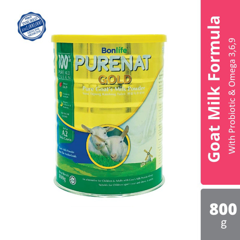 Purenat Gold Goat Milk with Probiotic and Omega 3,6,9 (800g) | Shopee ...