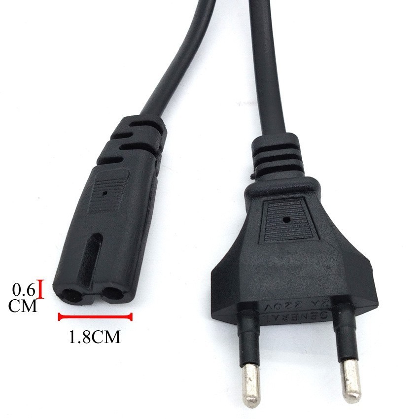 2 Pin EU AC Power Cord Cable 1.5 Meter For Power Adapter / Printer ...