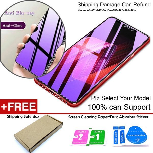 Xiaomi A1/A2/Mi3/4/5/5s Plus/6/6x/8/8x/8lite/8Se/9/9Se Anti Blue Light Tempered Glass | Shopee ...
