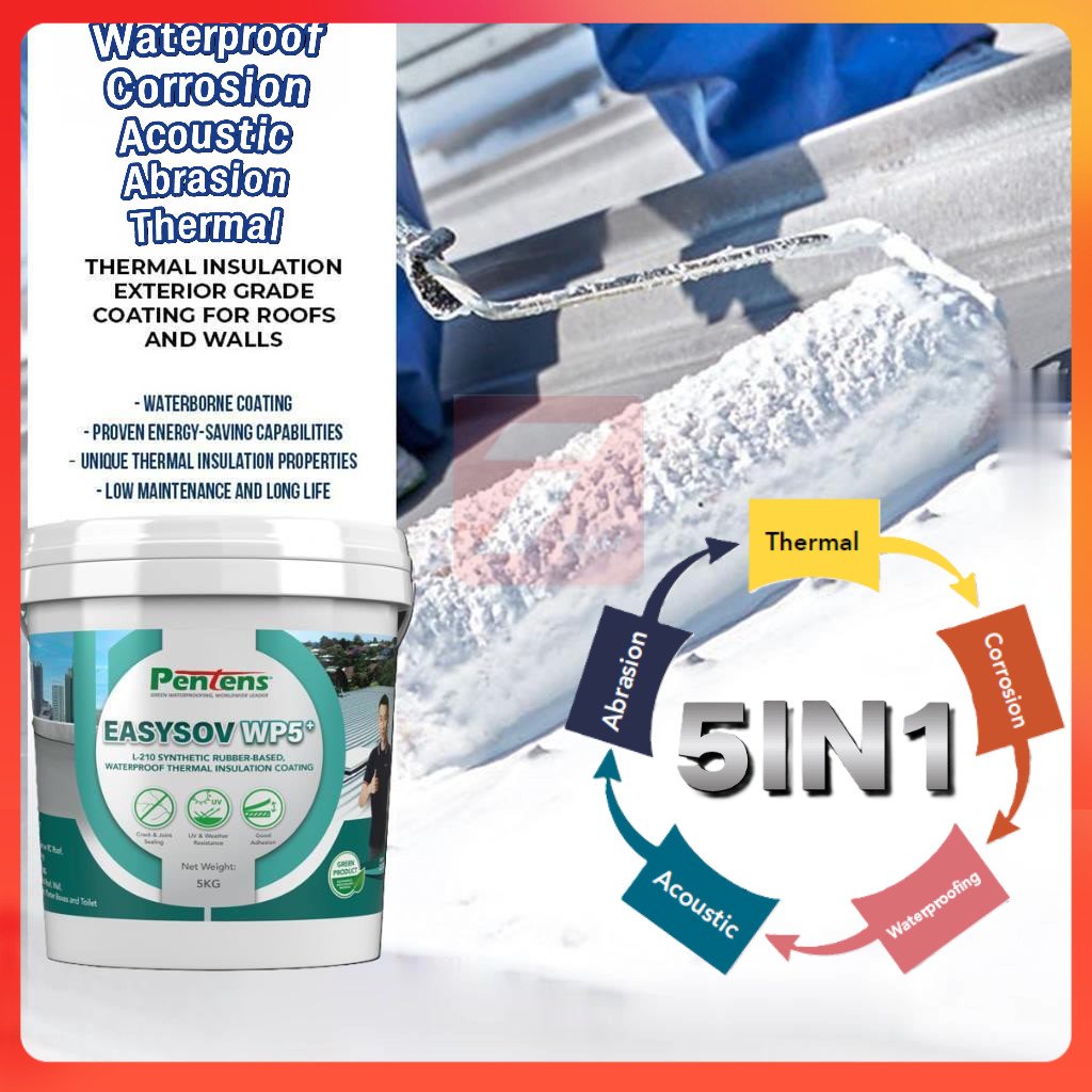 PENTENS EasySov WP5+ 5KG l 5in1 Waterproof Coating l Paint Cat Kalis ...