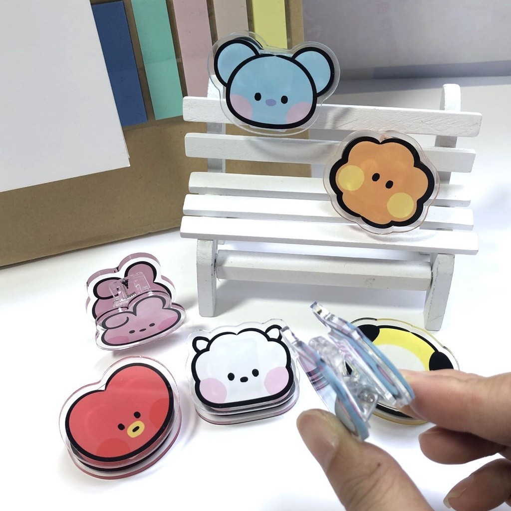 BTS BT21 Tinytan Bangtan OT7 Kpop Merch Acrylic Paper Clip Wooden Clothespin | Shopee Malaysia