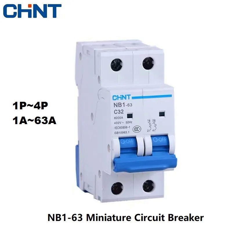 CHNT CHINT NB1-63 C-type1P 2P 3P 4P AC 230/400V 1A 2A 3A 4A 6A 10A 16A 20A 25A 32A 40A 50A 63A ...
