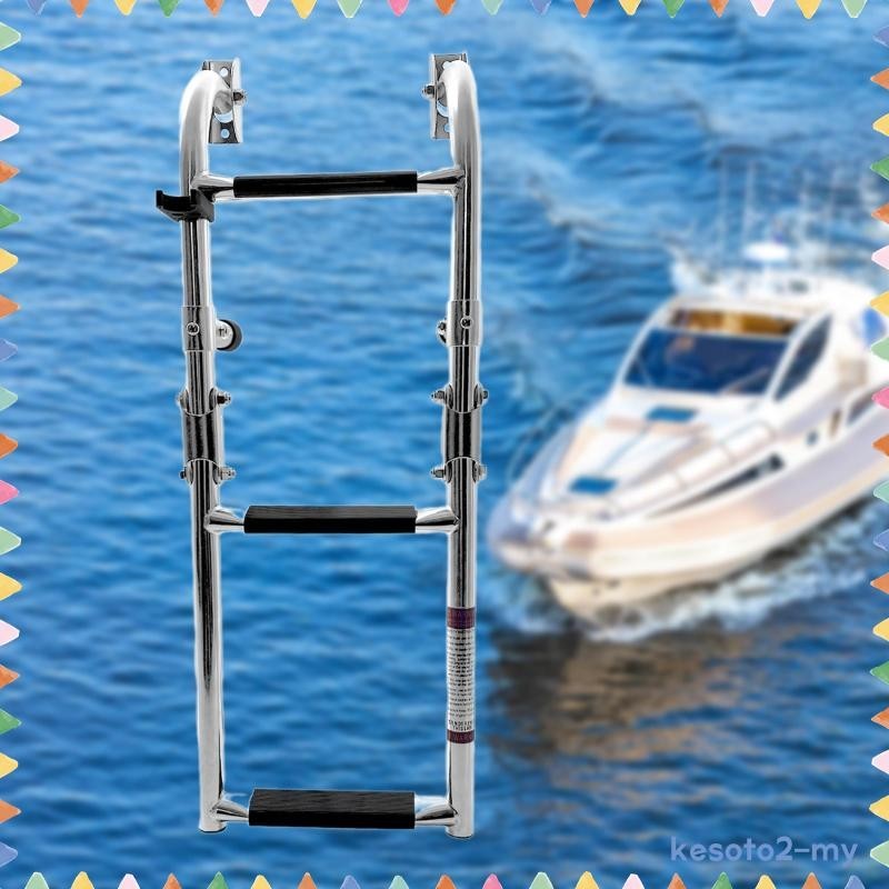 [Kesoto2] Stainless Steel Boat Ladder Grips 2+1 Steps Transom Mount ...