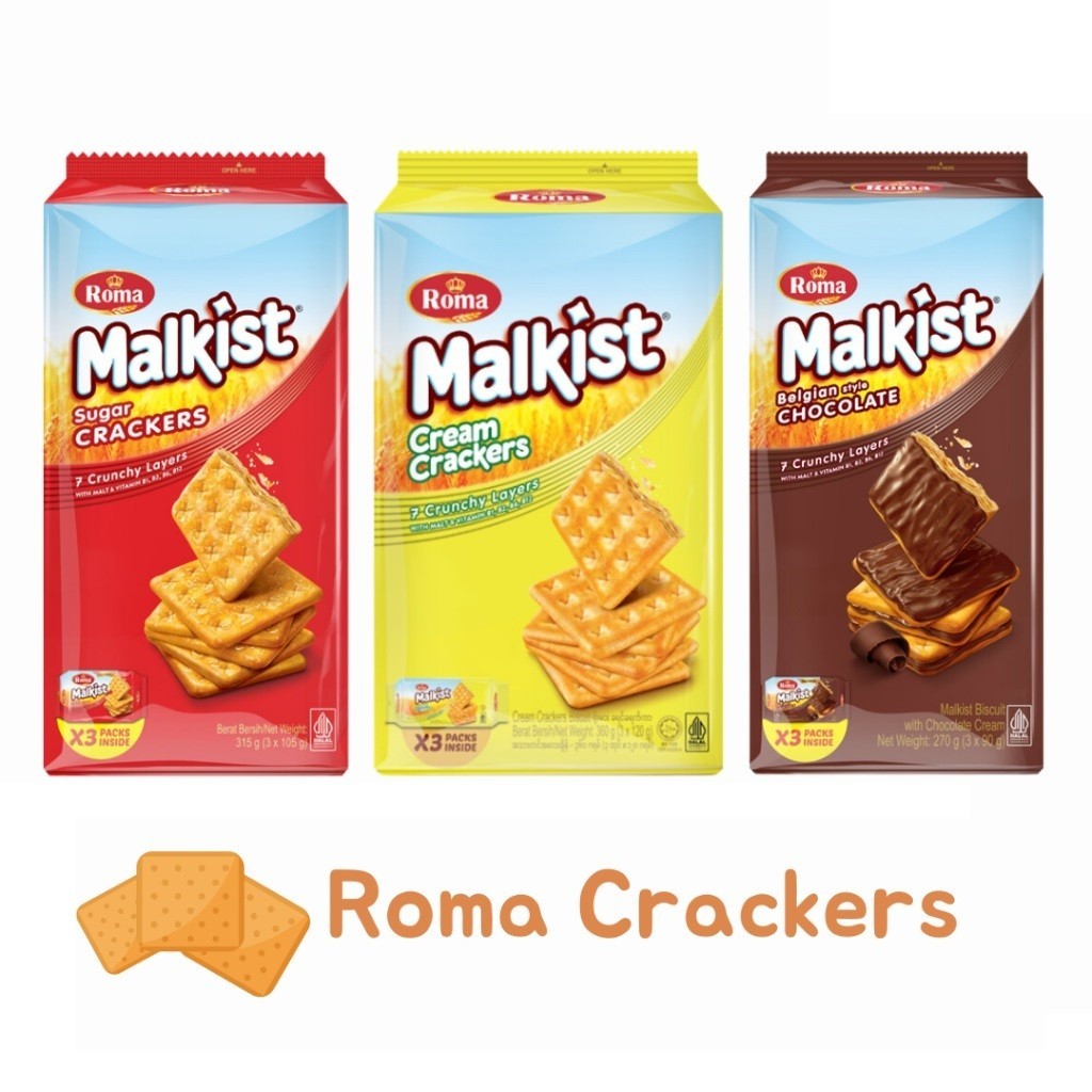 ROMA MALKIST CRACKERS (CREAM / CHOCOLATE / SUGAR / ASSORTED) 3 ...