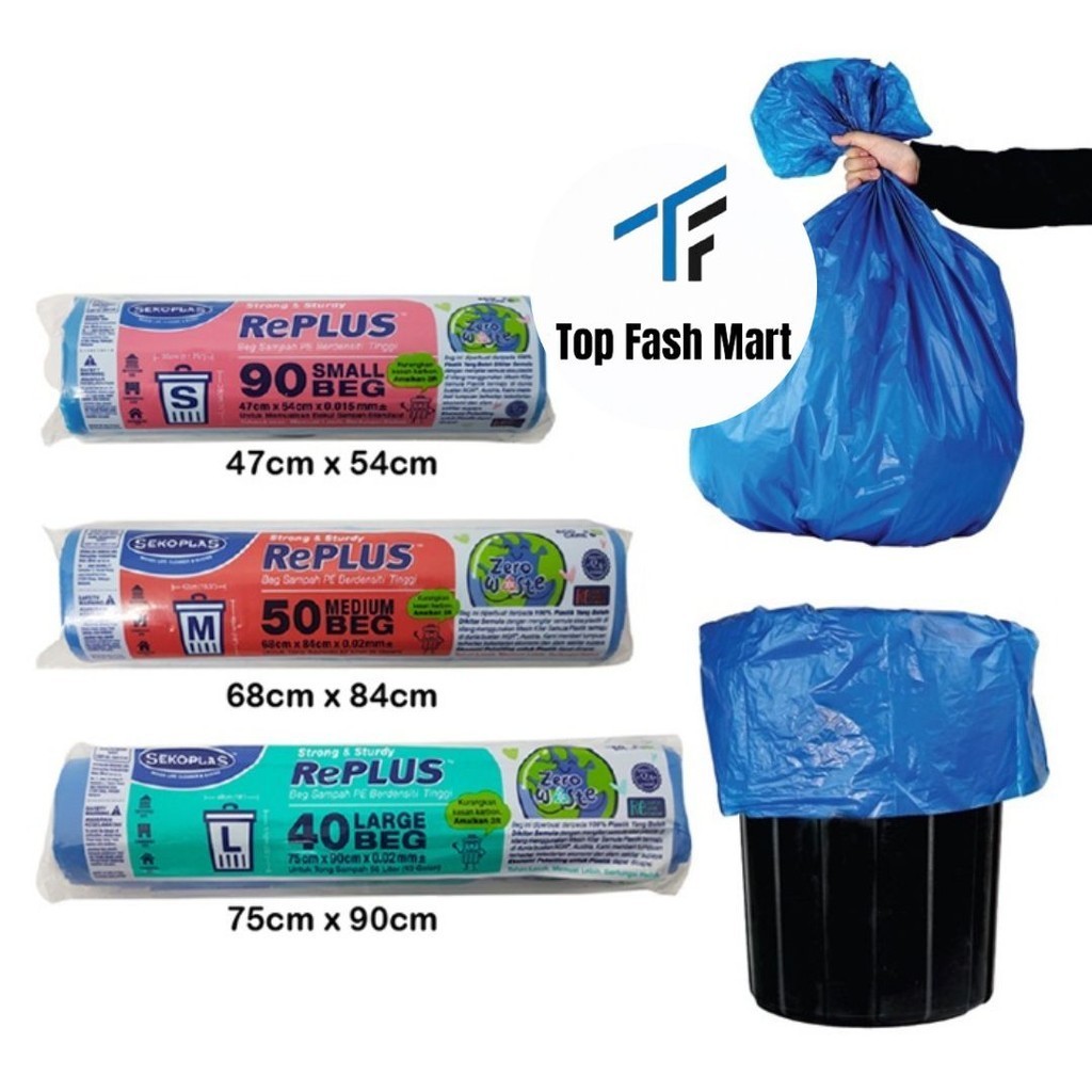 TF (S/M/L) SEKOPLAS RePlus HDPE Garbage Bag Trash Bag Bin Liner ...